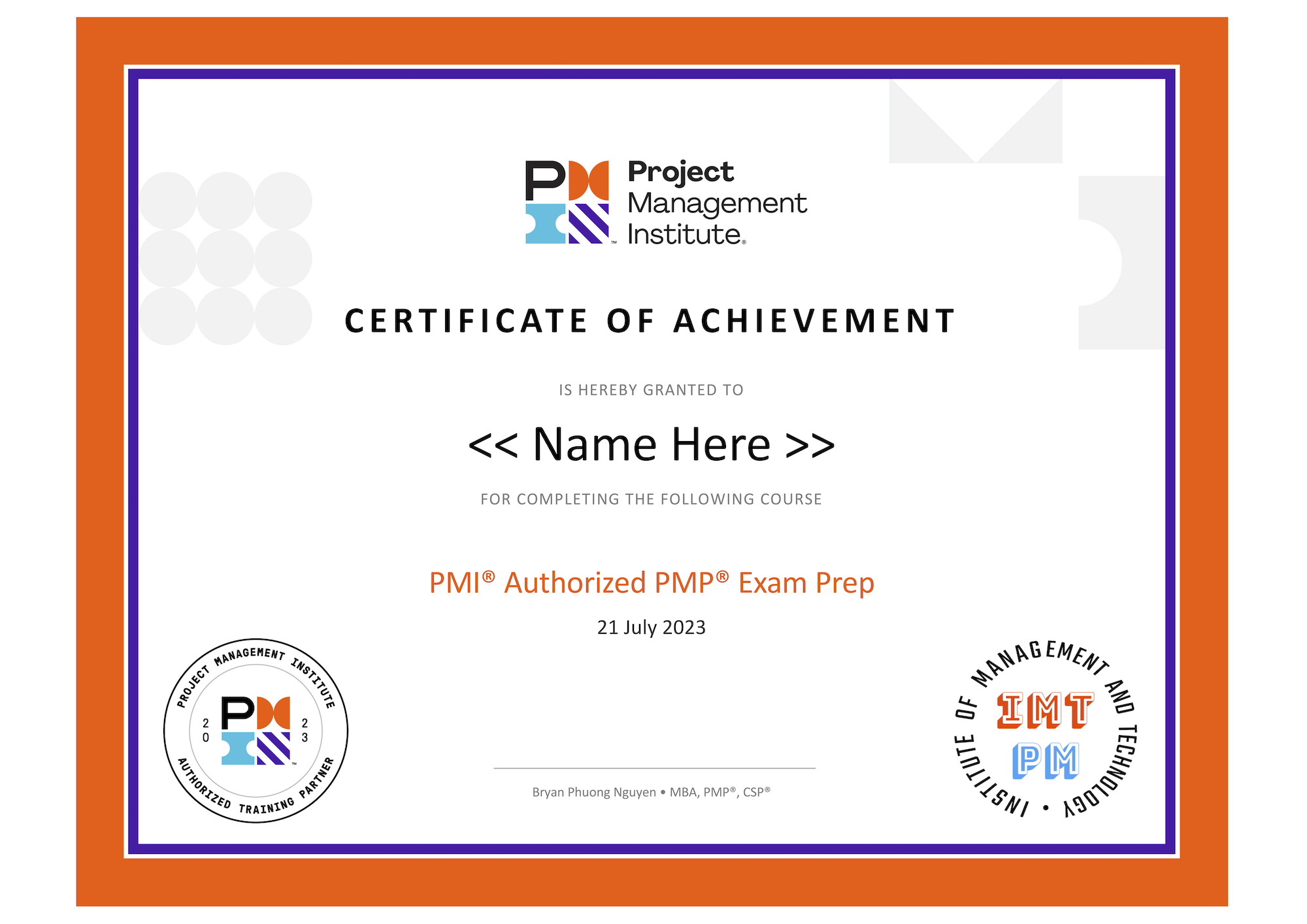 PMI® Authorized PMP® Exam Prep Course Syllabus - IMT-PM